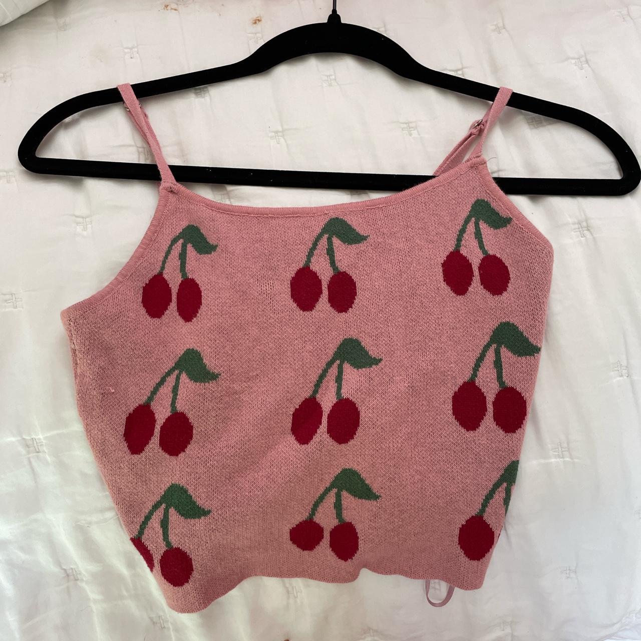 Cute cherry tanktop!! Size small Barley worn - Depop