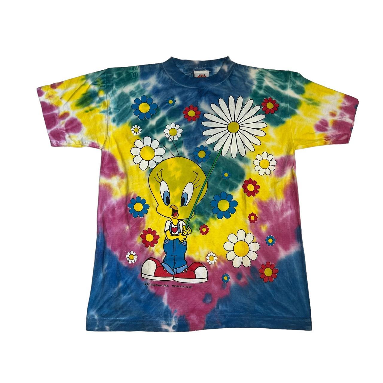 Tweety Sunflower Tee ~deadstock tie dye tee from... - Depop