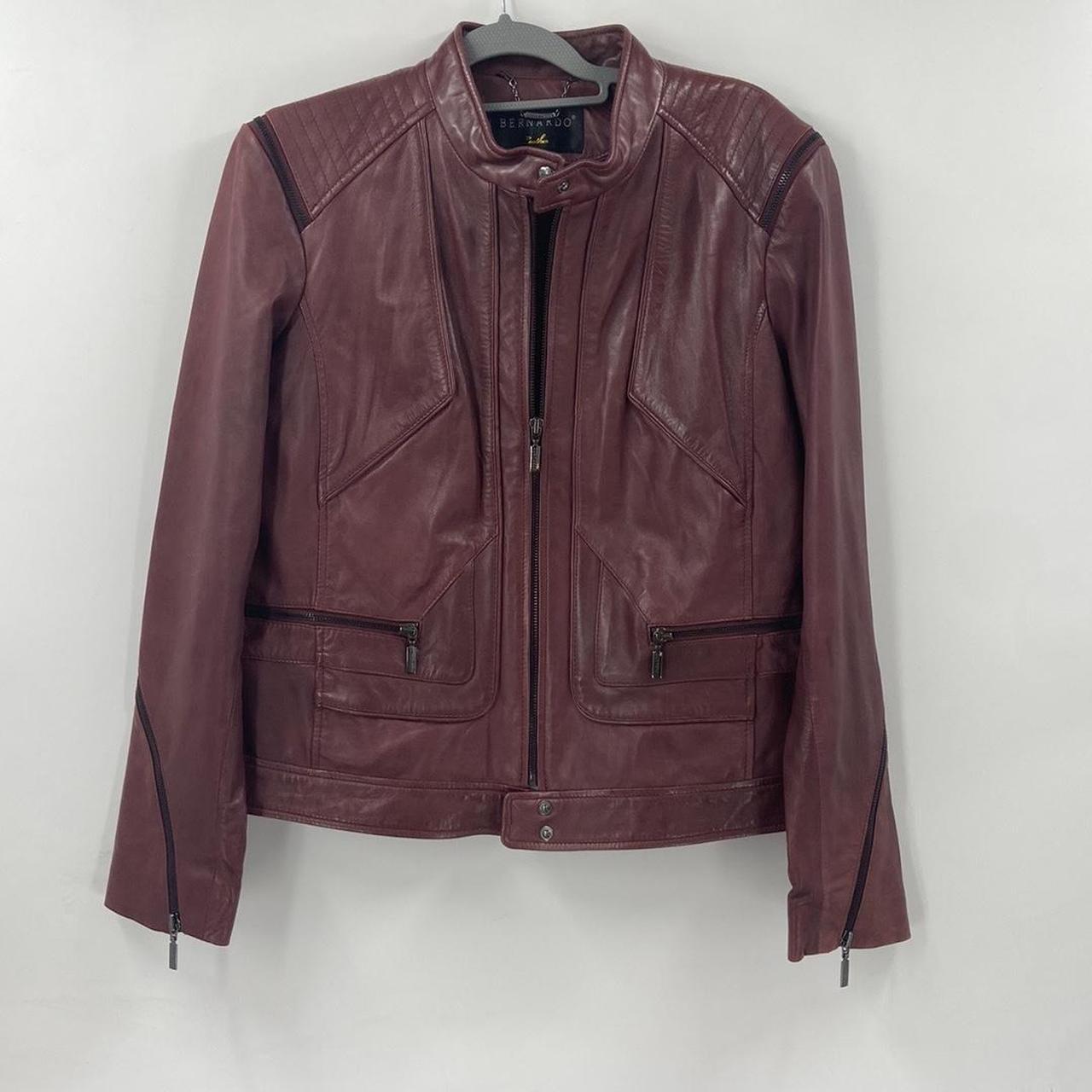 Bernardo burgundy red leather jacket Brand Bernardo... - Depop