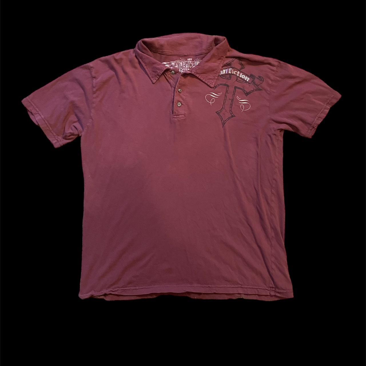 Affliction Polo Button up Rare, has the og neck... - Depop