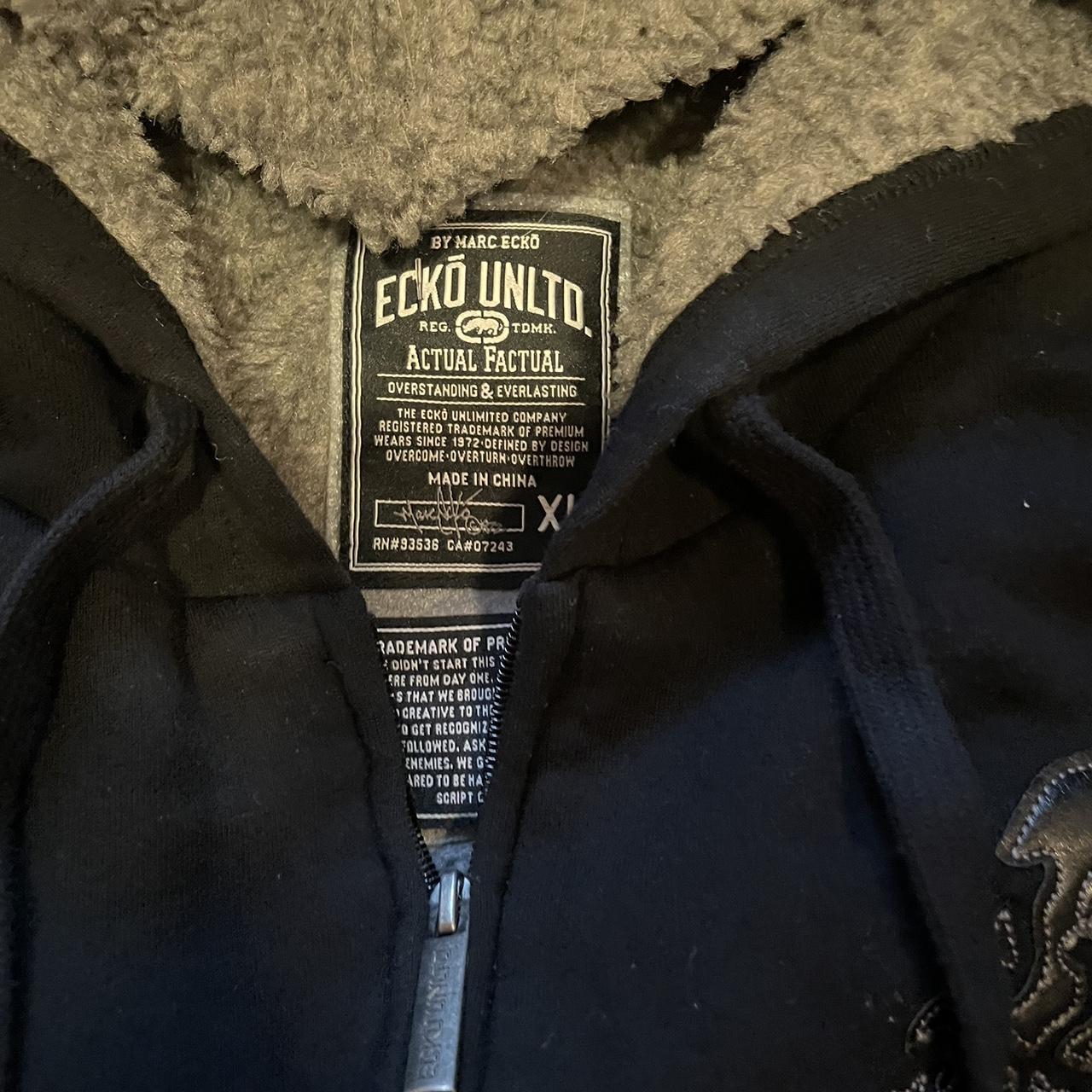 Rare Ecko Unltd Zip Up Hoodie Fur lined Embroidered... - Depop