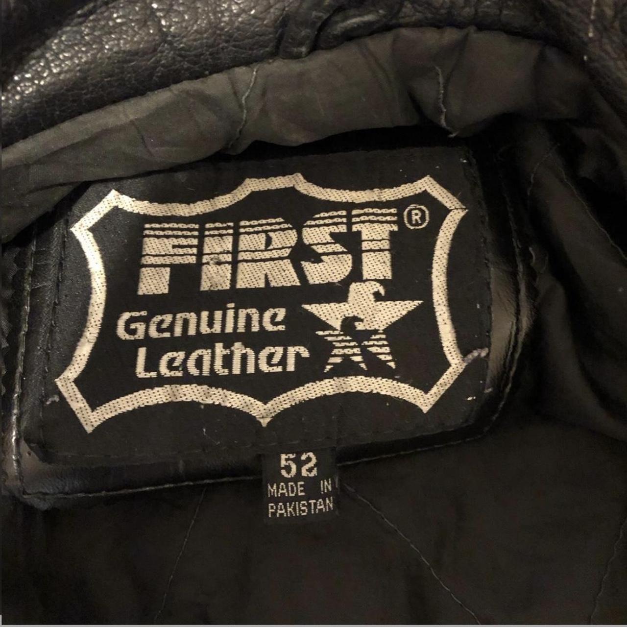 Vintage 80s First Genuine Leather Motorcycle Jacket... - Depop