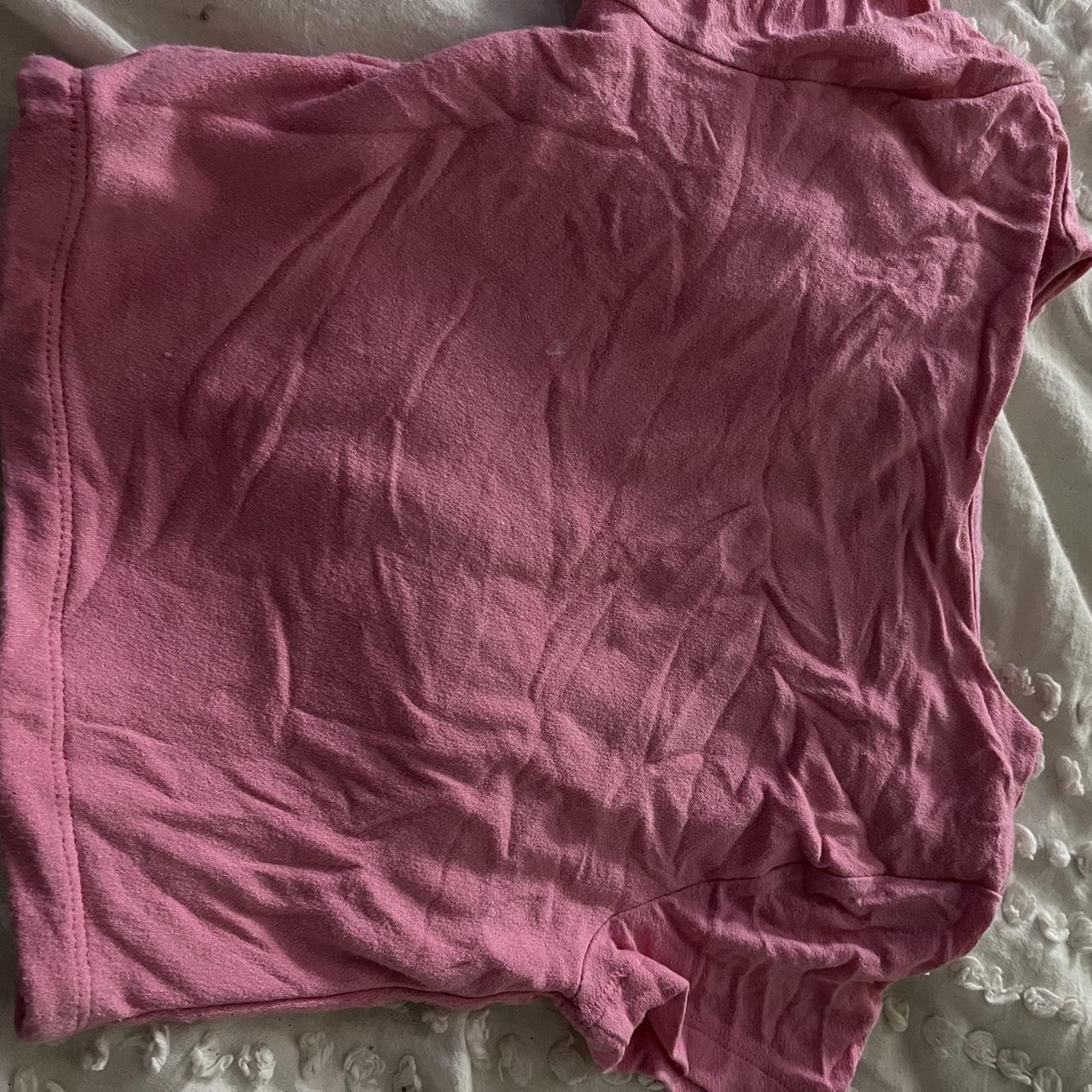pink basic top barely worn no flaws size xs random... - Depop