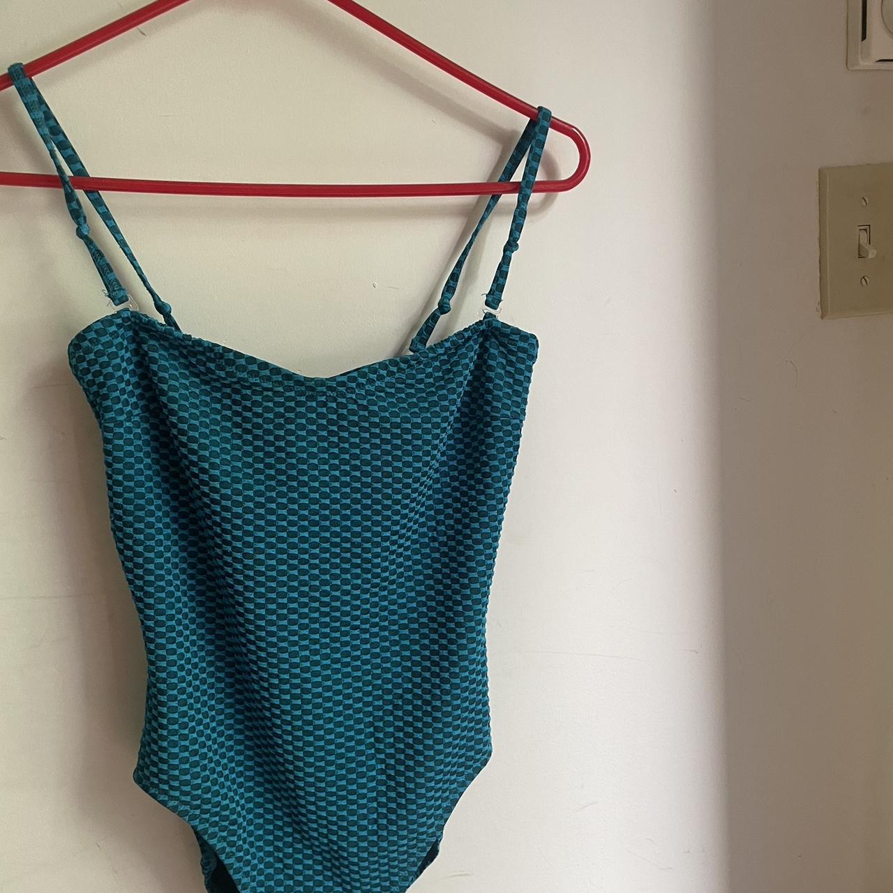 Cute retro textured swim suit one piece Removable... - Depop