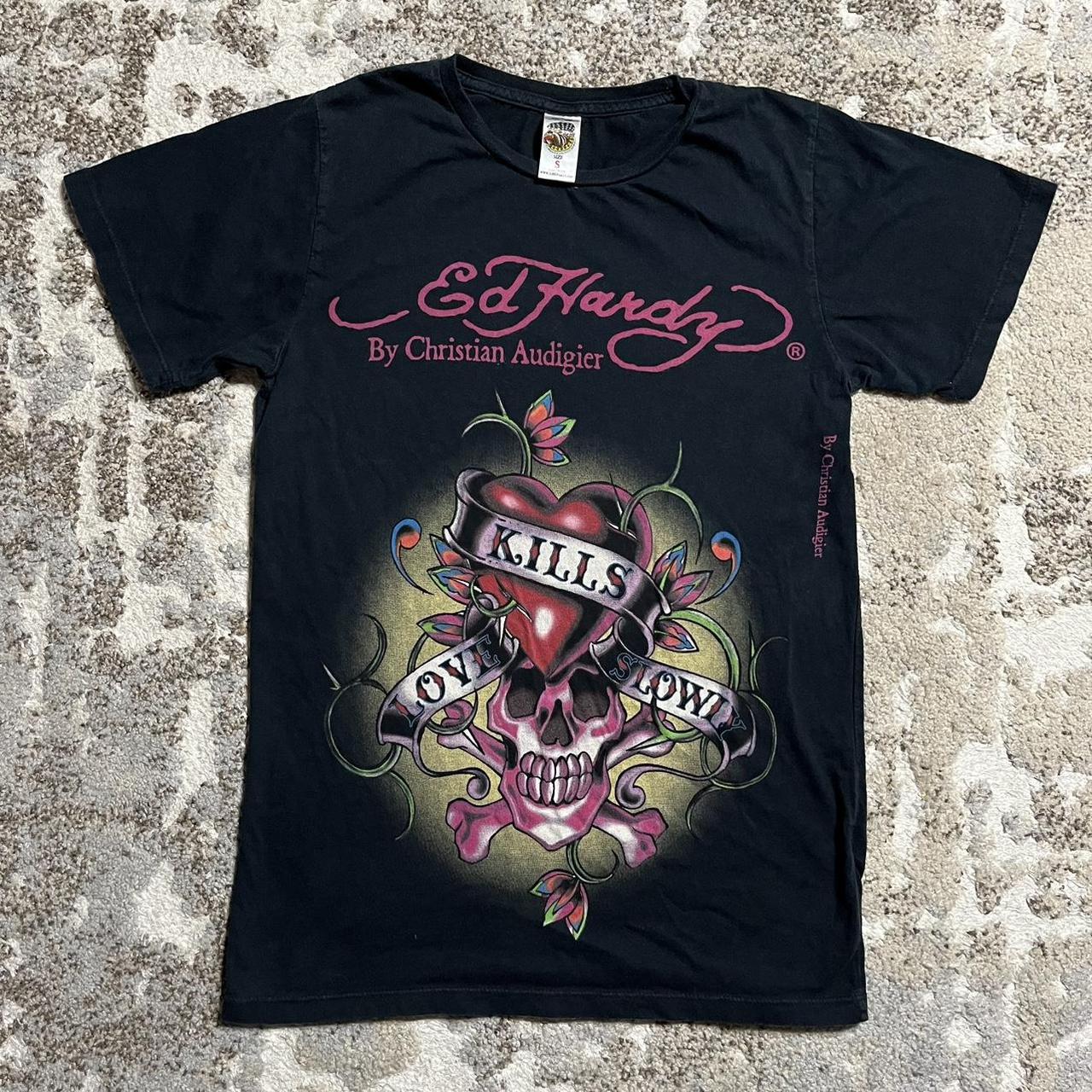 Women’s Cyber Y2K Grunge Ed Hardy T-Shirt Size... - Depop