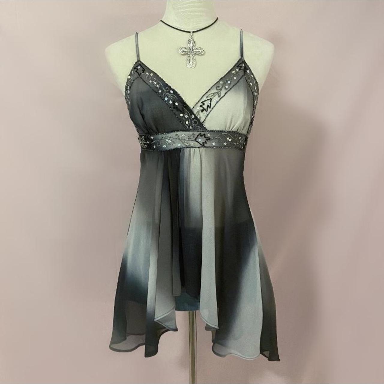 Y2K Sheer Ombré Beaded Flowy Cami - This cami is in... - Depop