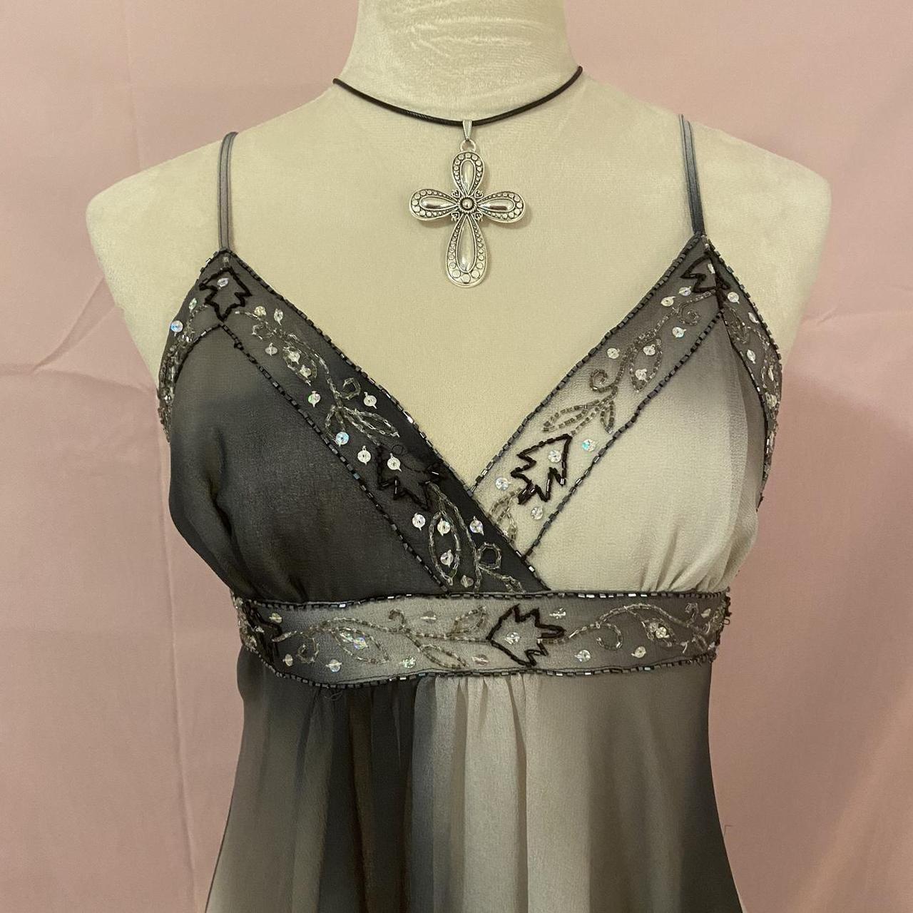 Y2K Sheer Ombré Beaded Flowy Cami - This cami is in... - Depop