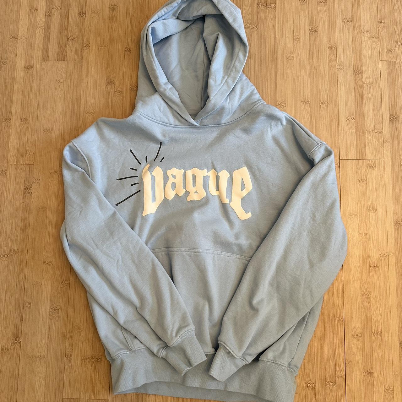 vague studios light blue angel hoodie (slight stain) - Depop