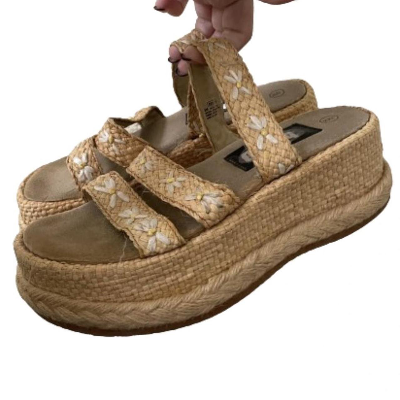 Vintage 90s 2000s y2k BONGO platform slip on sandals... - Depop