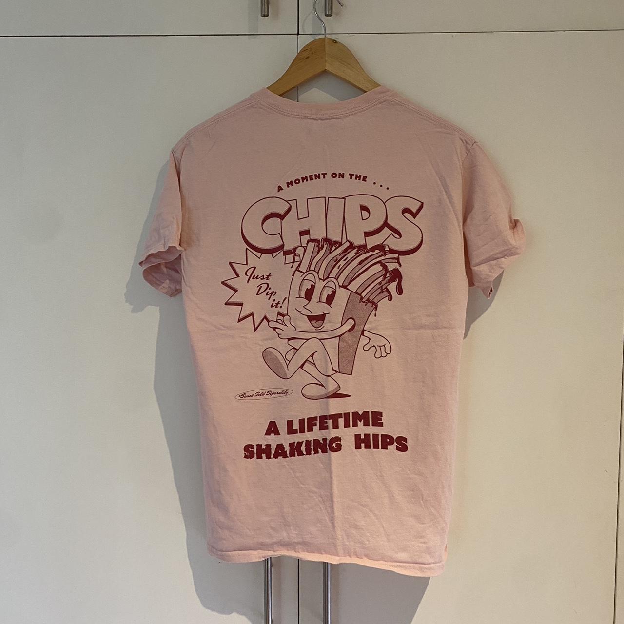Baby pink and red text fun t shirt. Size L unisex fit | Depop