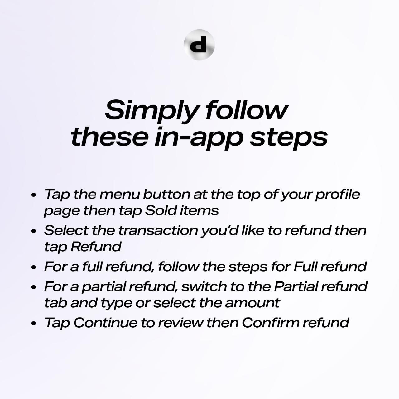 Issuing a refund to a buyer is easy on the Depop... - Depop