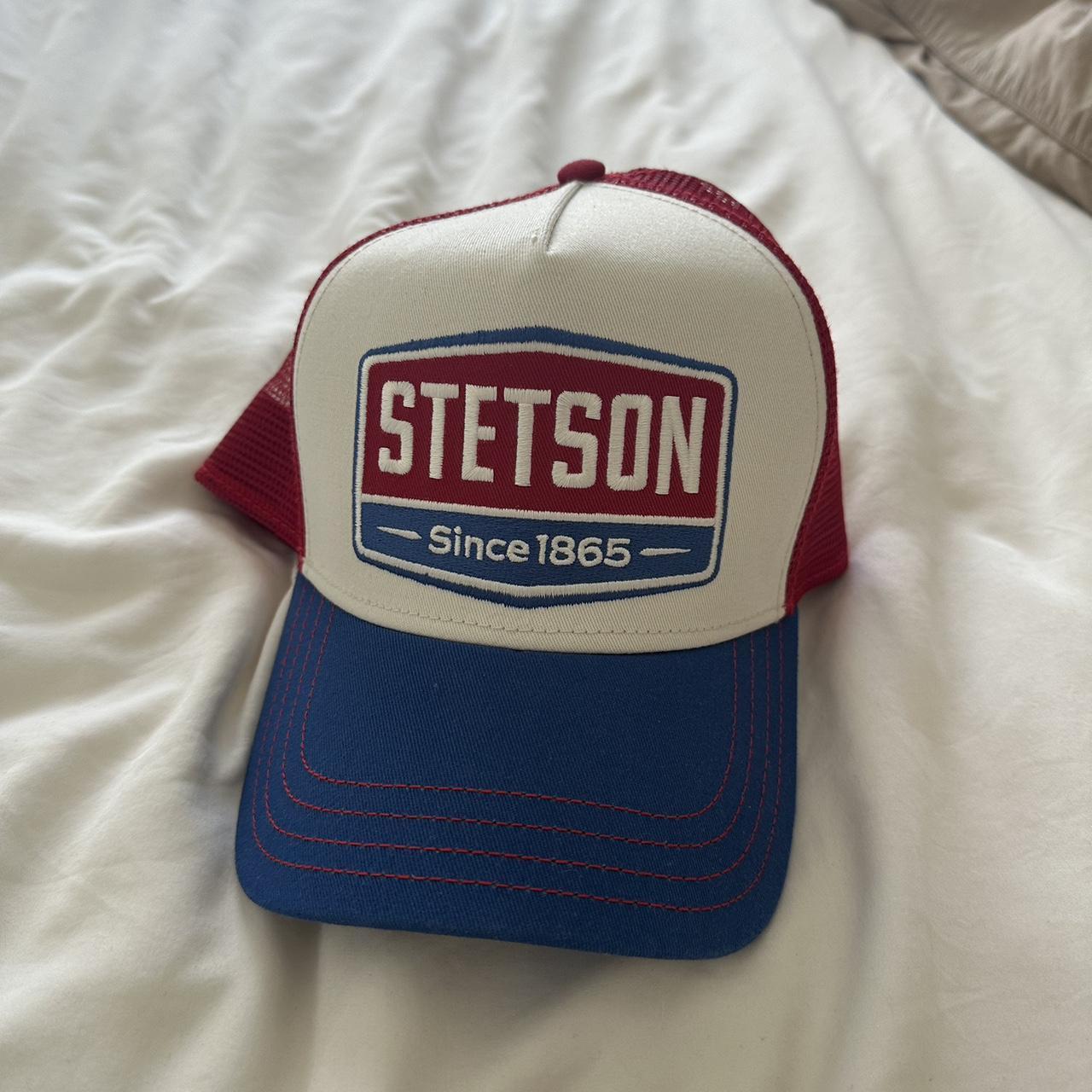 NEVER WORN STETSON TRUCKER HAT 🧢 Red, white and... - Depop