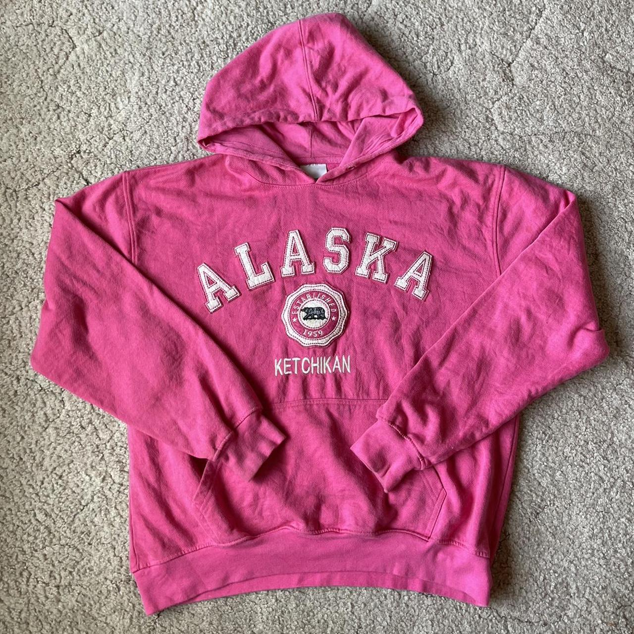 pink alaska hoodie women’s size medium and true to... - Depop