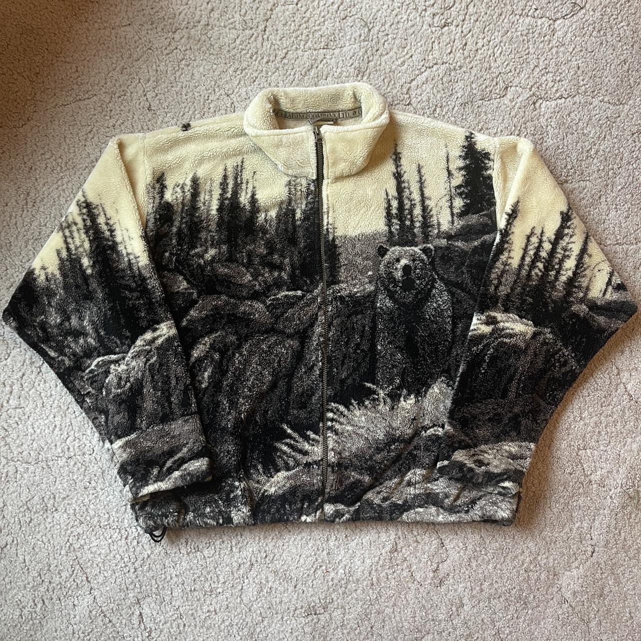 actually insane graphic fleece jacket men’s xl and... - Depop