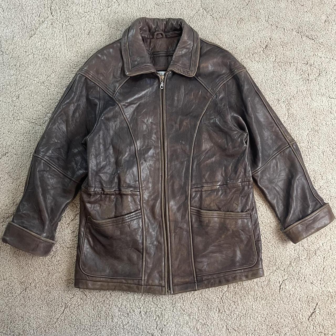 brown pelle studio wilson’s leather jacket men’s... - Depop