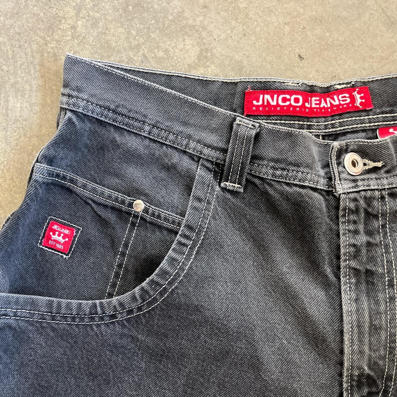 Super rare JNCO Jorts with crazy embroidery, double... - Depop