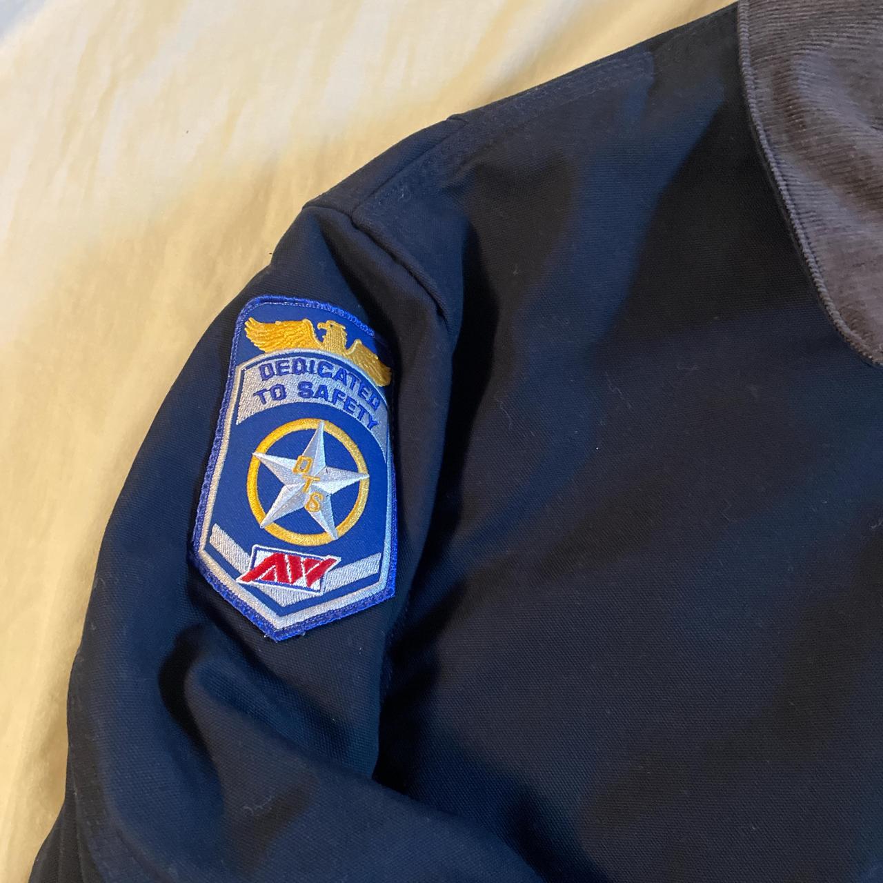 Navy blue Carhartt Detroit jacket with embroidered... - Depop