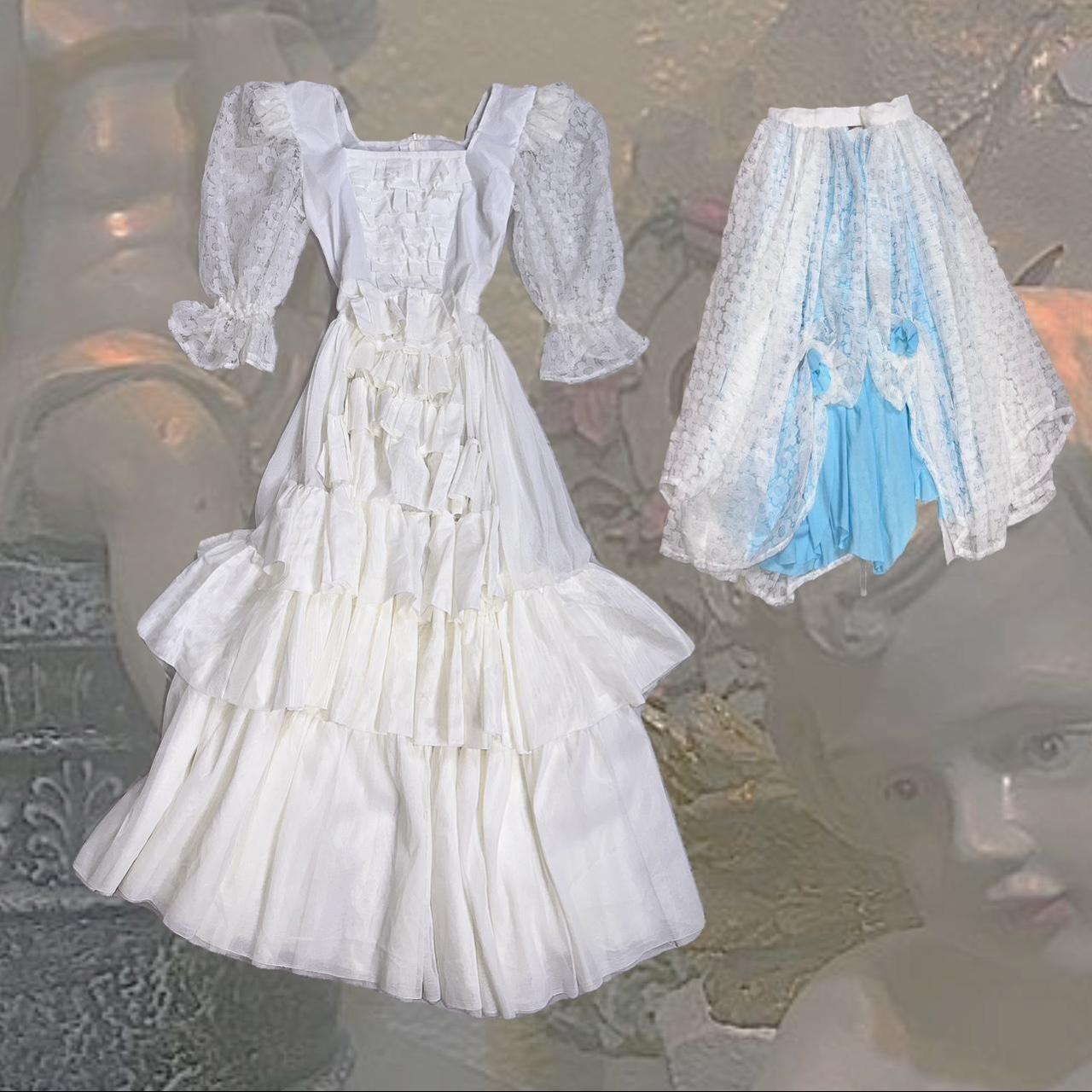 VINTAGE HANDMADE ETHEREAL PRINCESS LACE RUFFLE... - Depop