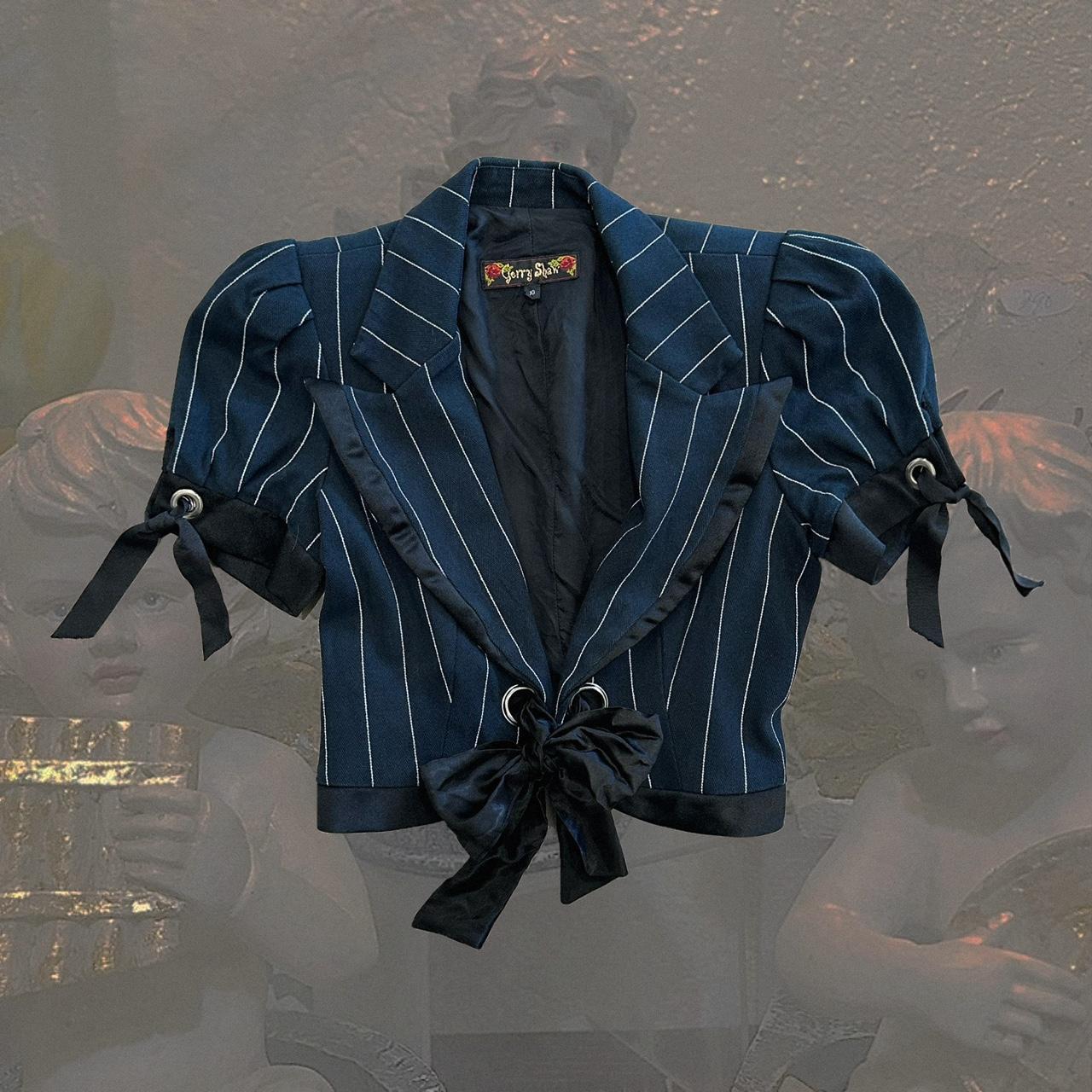 VINTAGE 90s y2k GERRY SHAW PINSTRIPE PUFF SLEEVE... - Depop