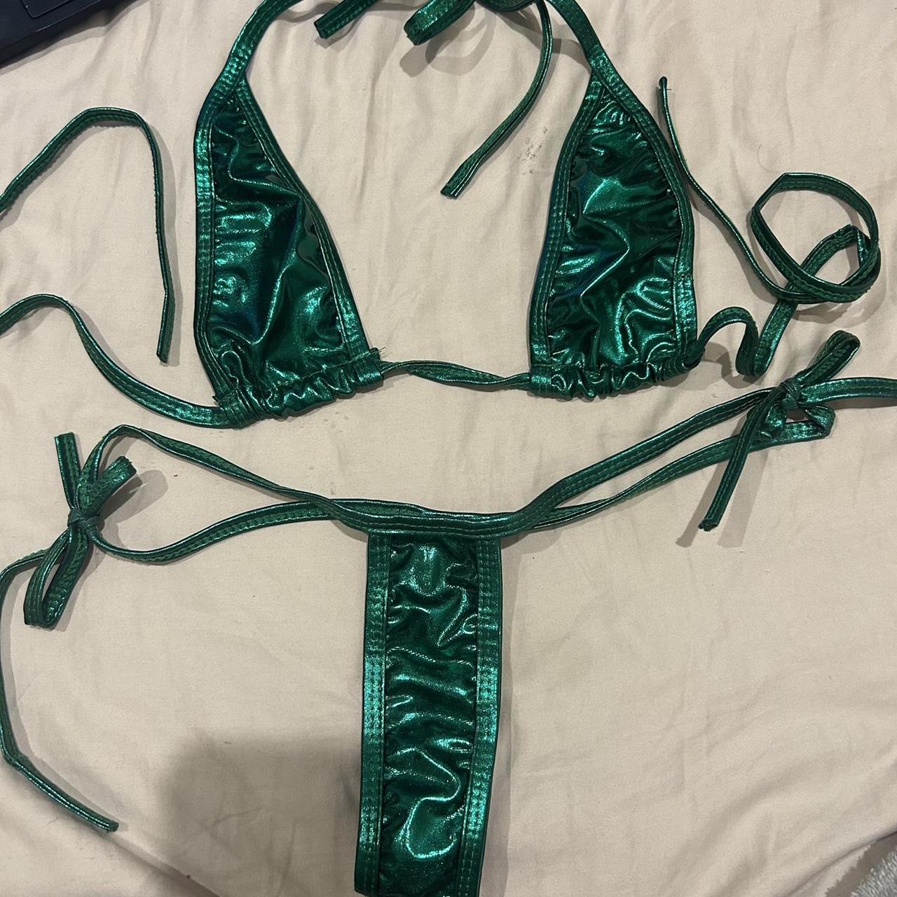 🦋 Green micro kini (nice for Christmas) 📏 One-Size... - Depop