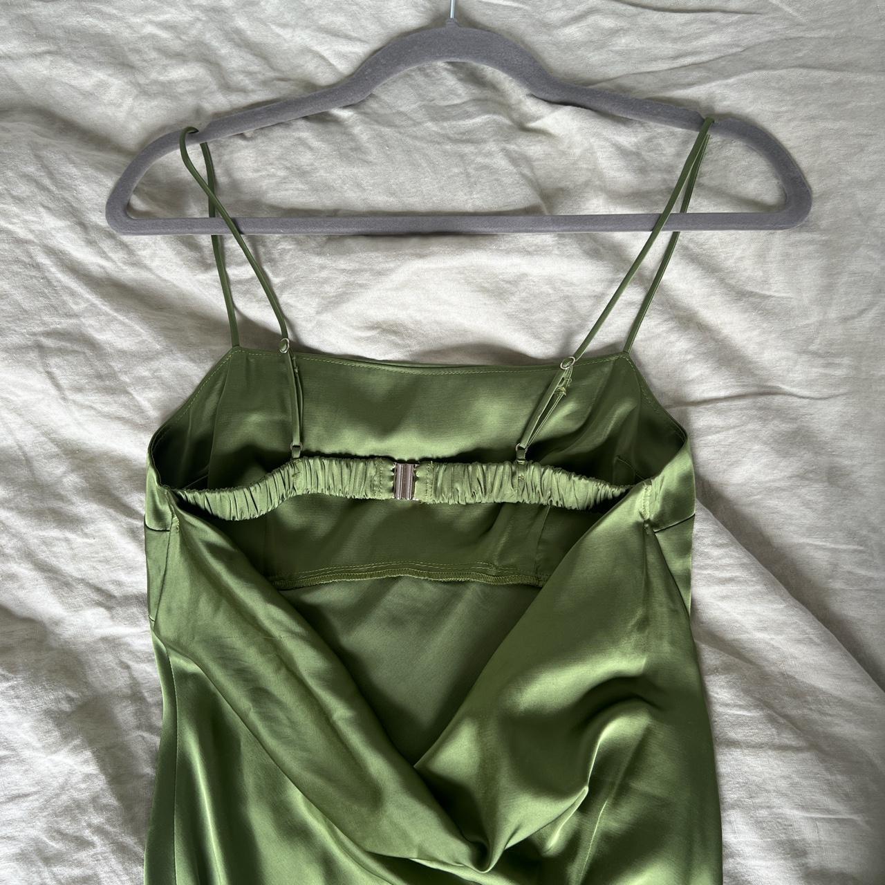 Abercrombie And Fitch Green Satin Cowl Back Slip Depop