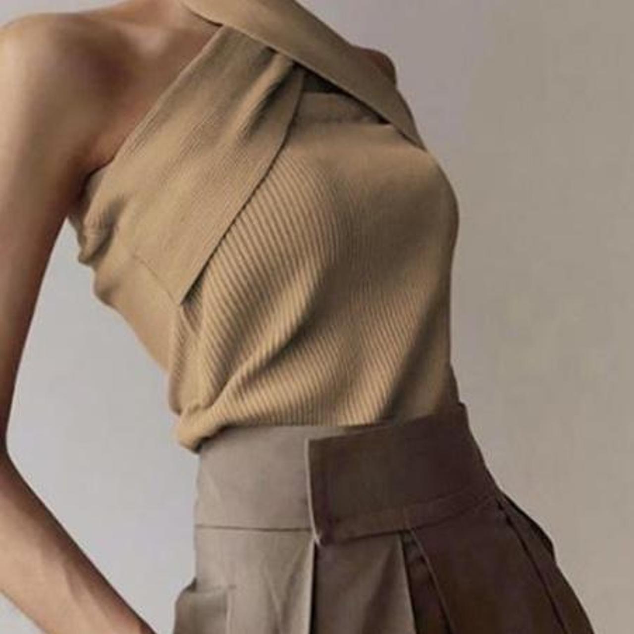 Cross front sleeveless halter neck knit top Size... - Depop