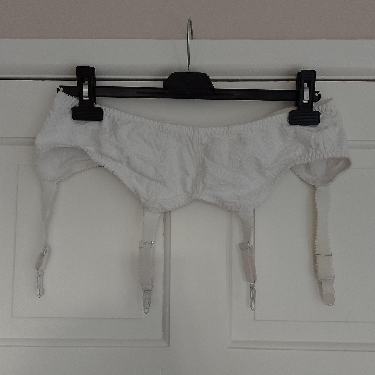 Vintage white garter belt with 4 adjustable straps.... - Depop