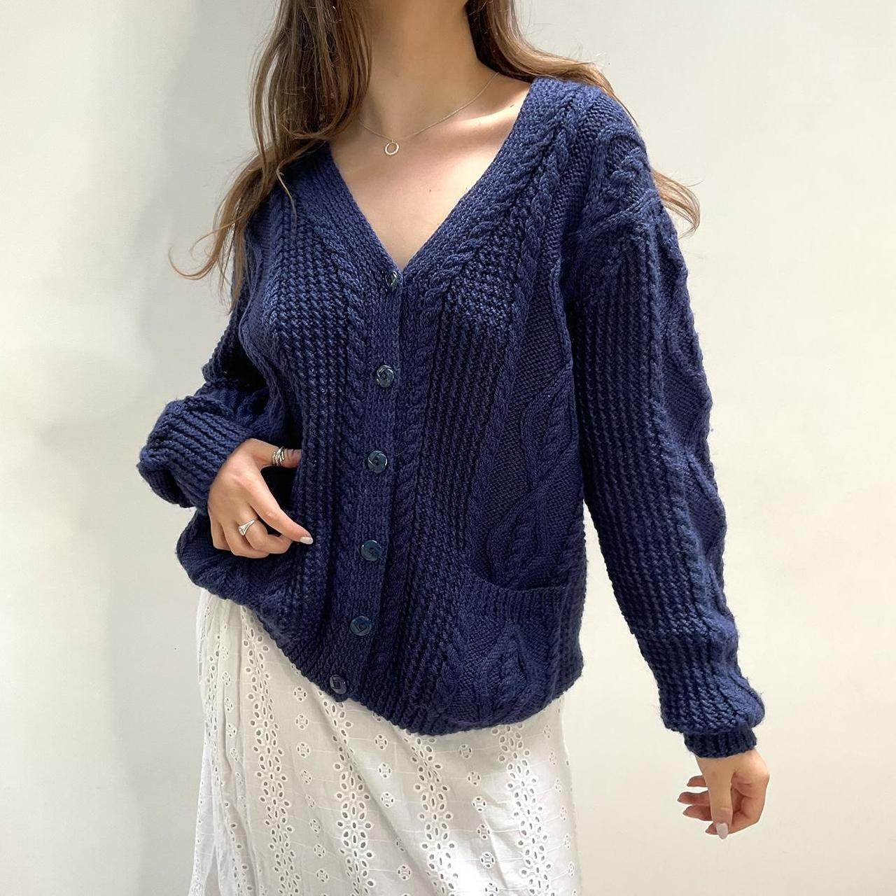 Navy hand knitted cardigan Amazing quality, brand... - Depop
