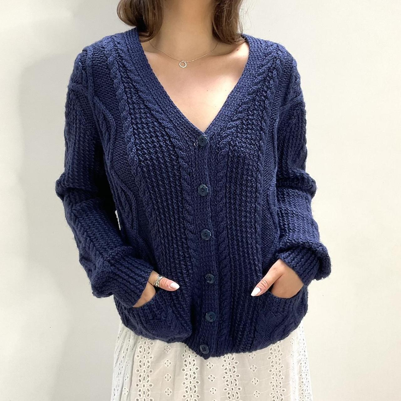 Navy hand knitted cardigan Amazing quality, brand... - Depop