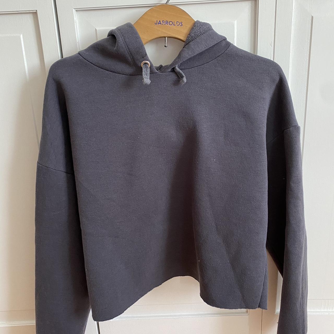 bluey gray cropped sweatshirt super comfy - fleece... - Depop