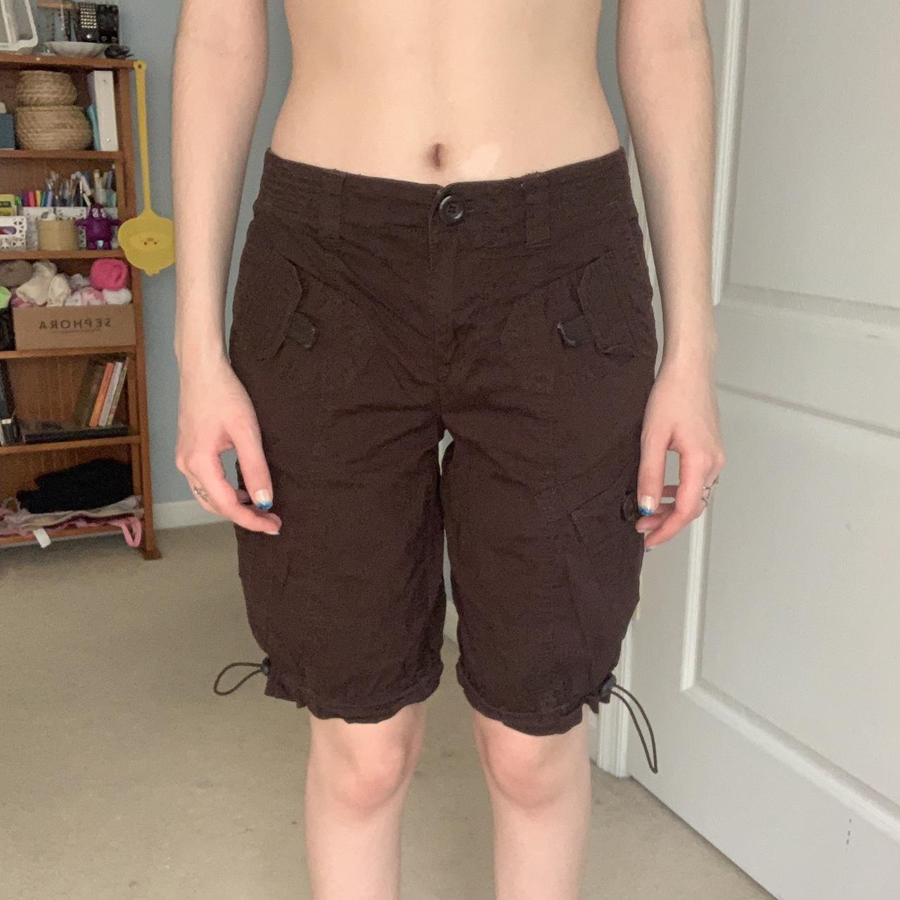 brown cargo shorts by style & co. size 4 & fit true... - Depop