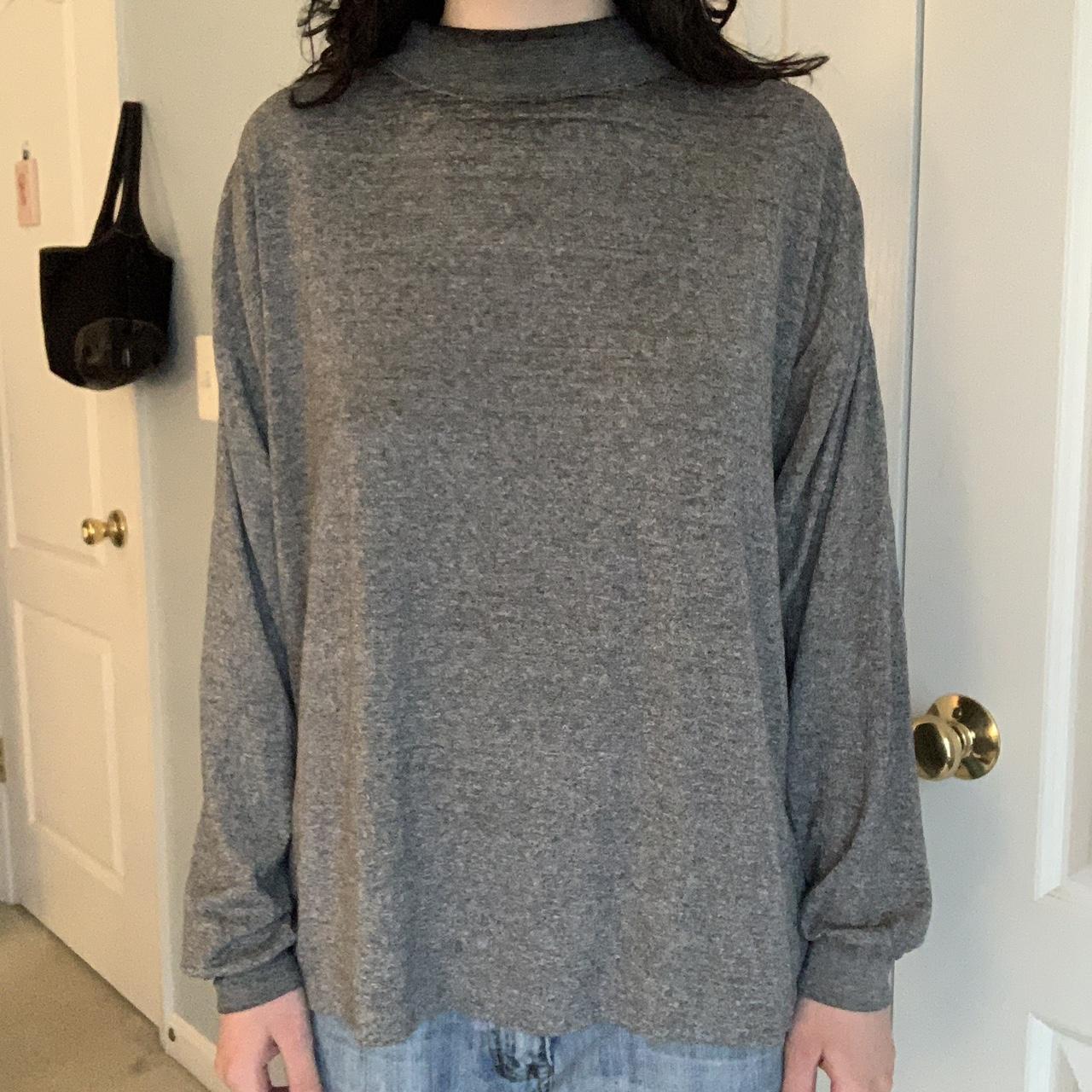worn-in grunge distressed heathered grey long sleeve... - Depop