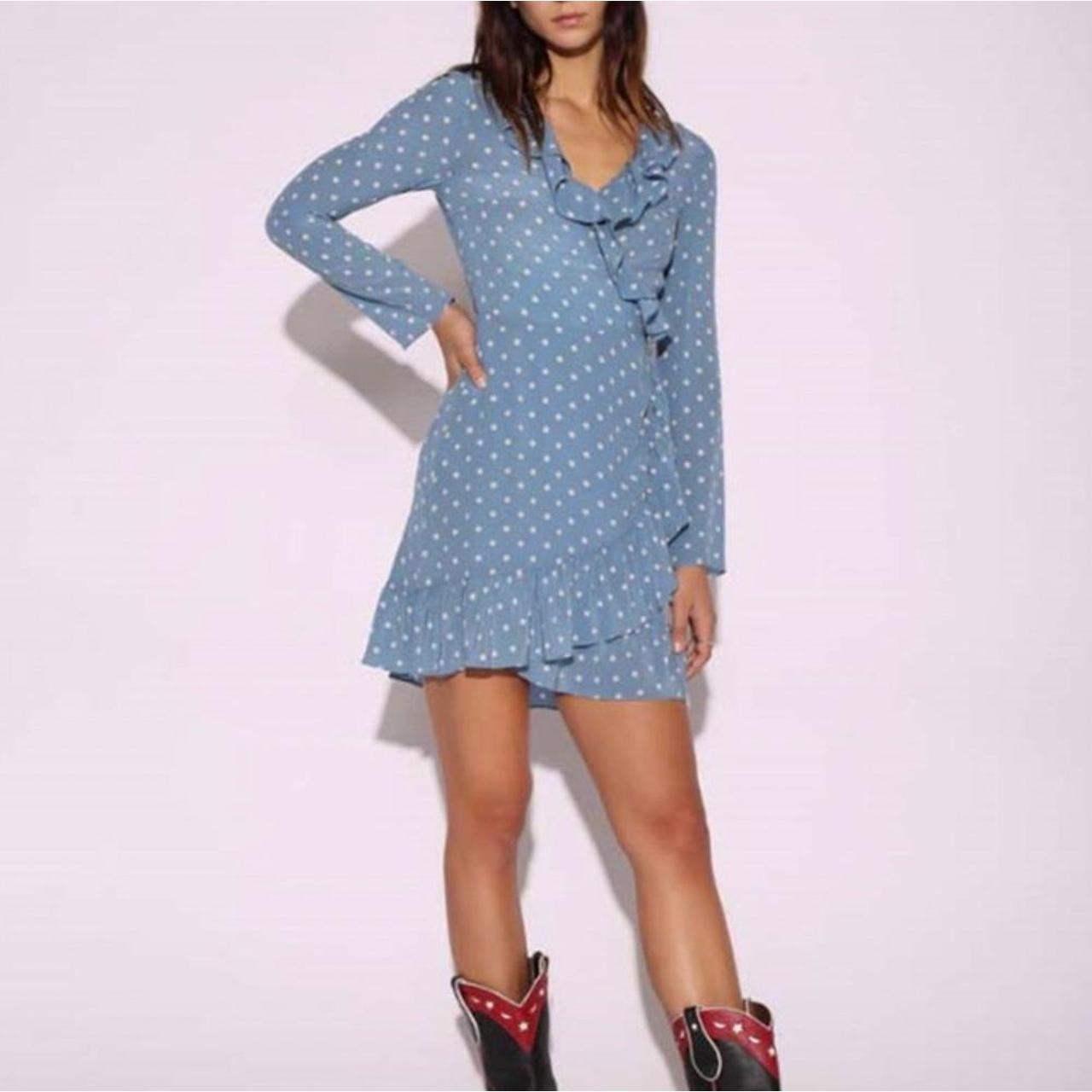 Réalisation Par Blue Silk Mini Dress - small - Depop