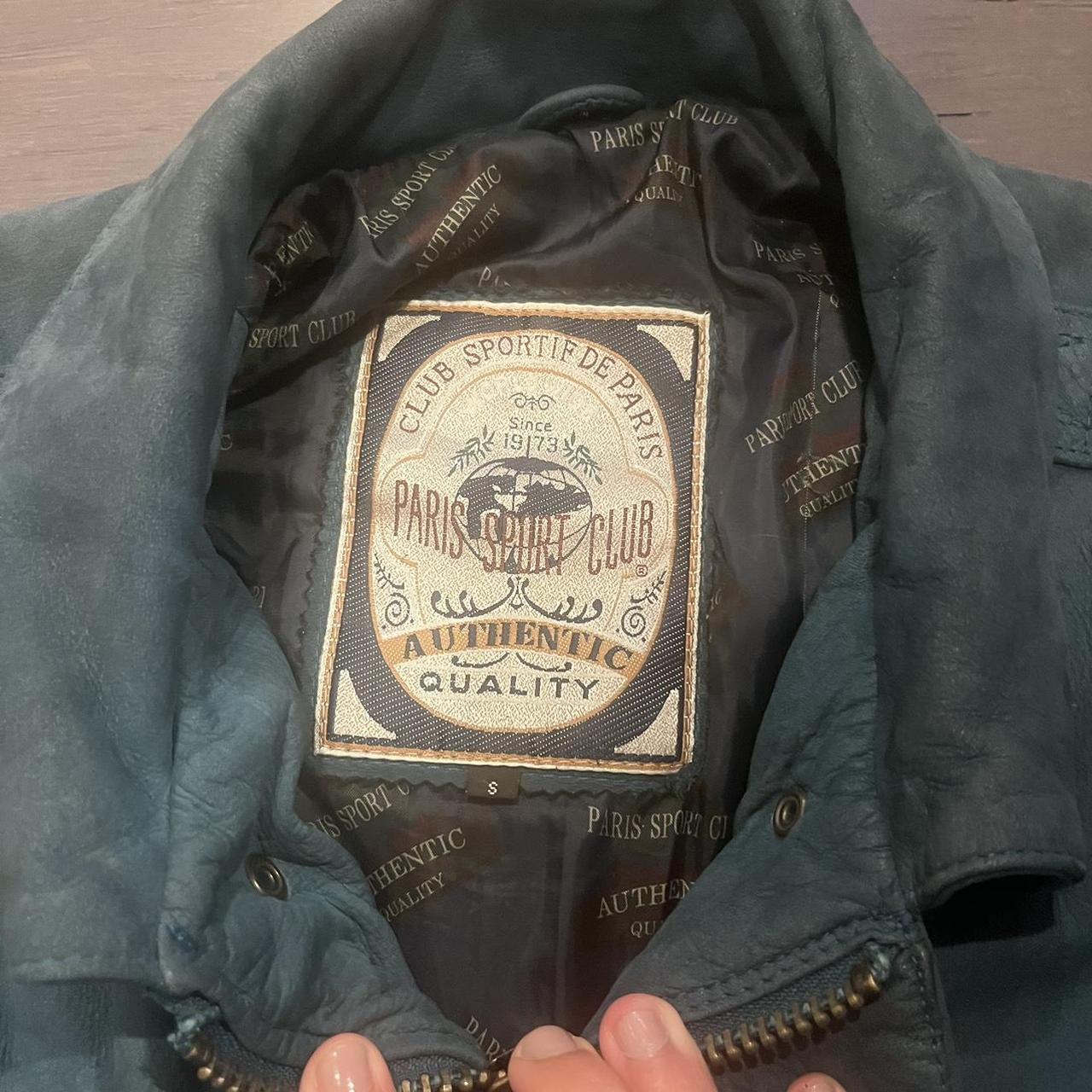 paris sport club leather jacket !! extremely high... - Depop