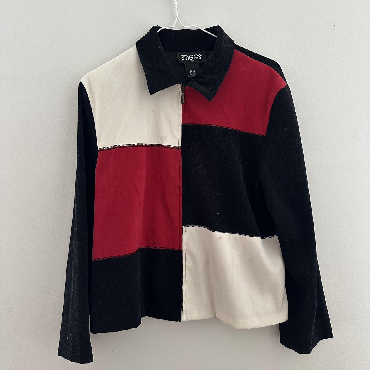 Post modern/retro Black, red, and white colorblock... | Depop