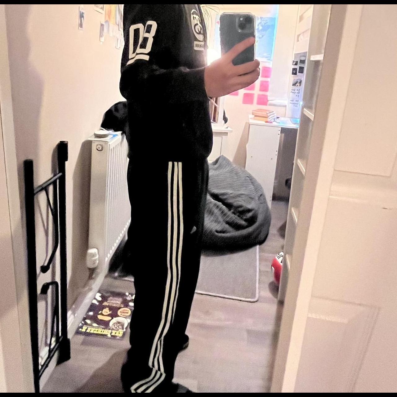Baggy adidas tracksuit bottom sweatpants striped... - Depop