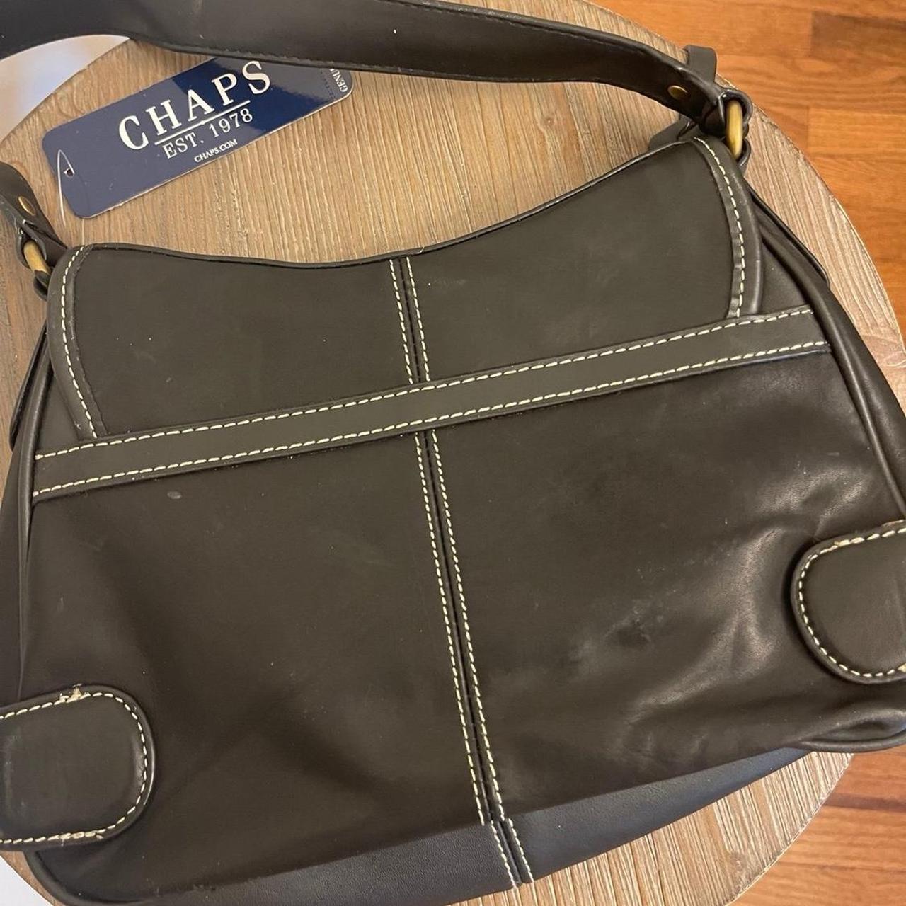 Chaps Leather Mini Baguette Bag 00s y2k Contrast... - Depop