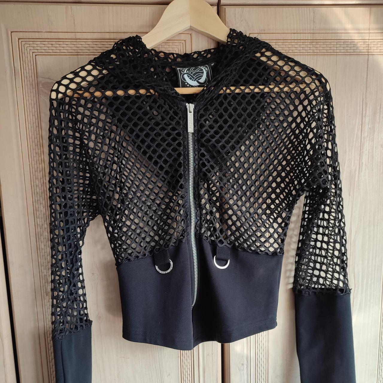Fishnet hoodie from Killstar. Size S. New without... - Depop