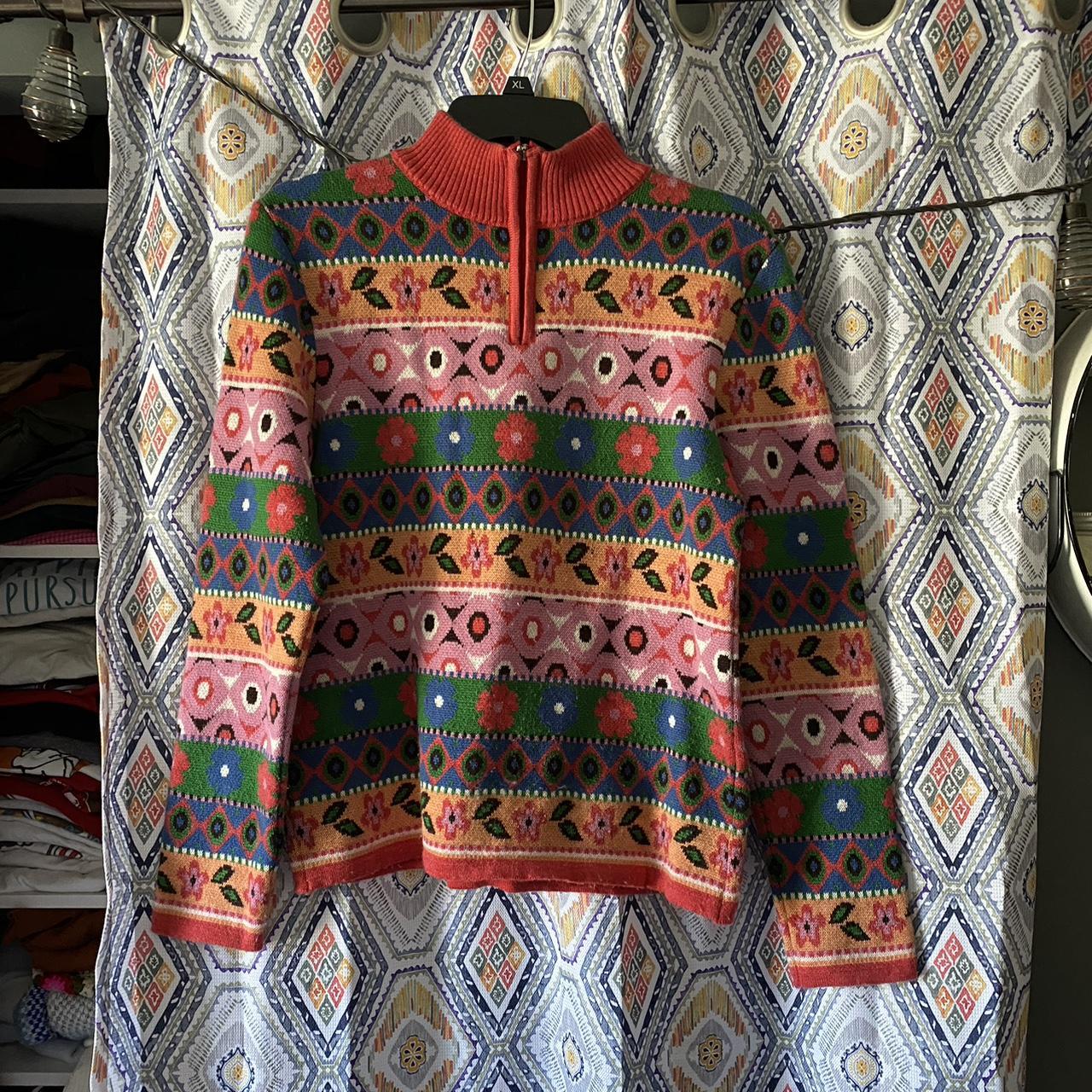 Bula printed pullover quarter zip funky printed Bula... - Depop