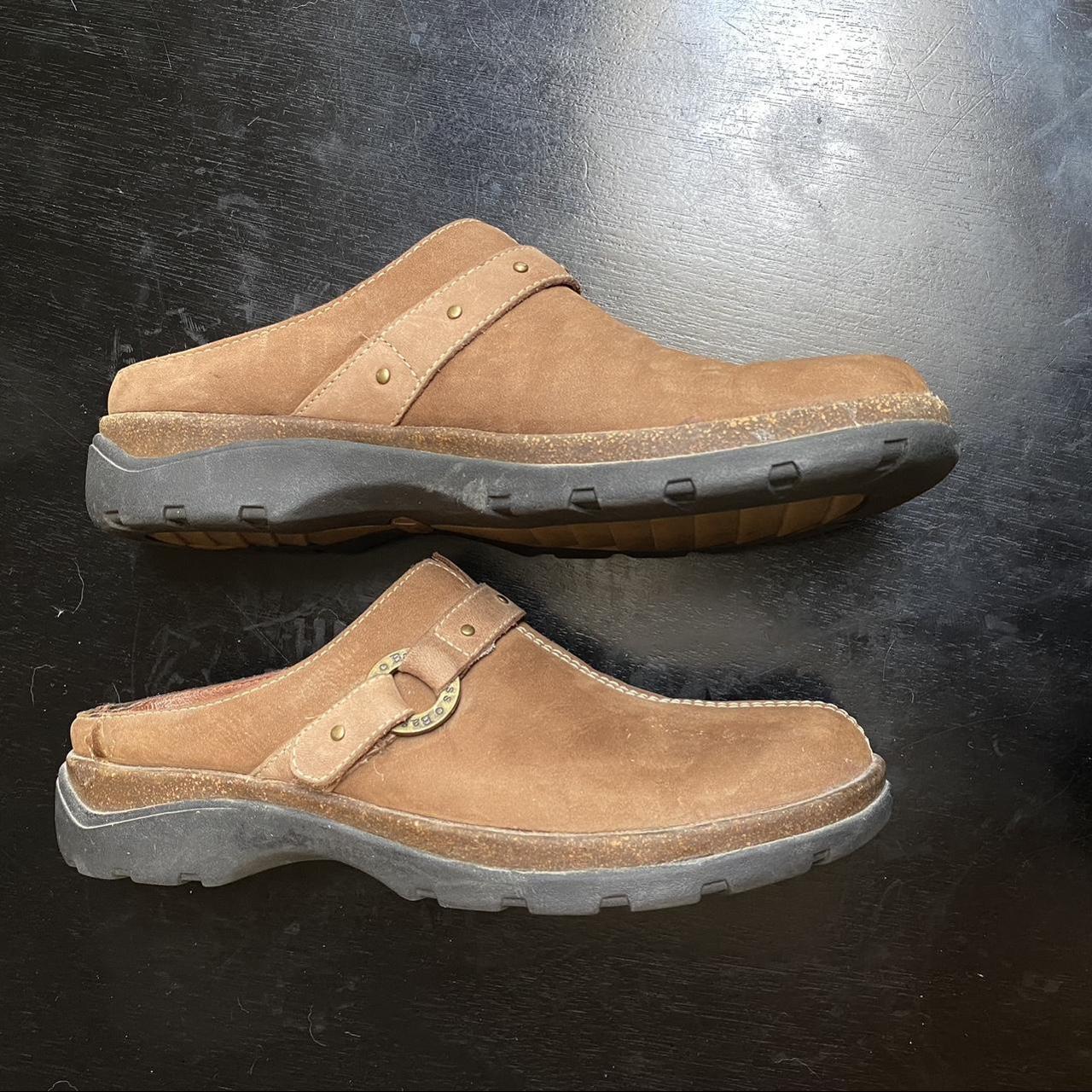 vintage Bass clog loafers brown leather with side... - Depop