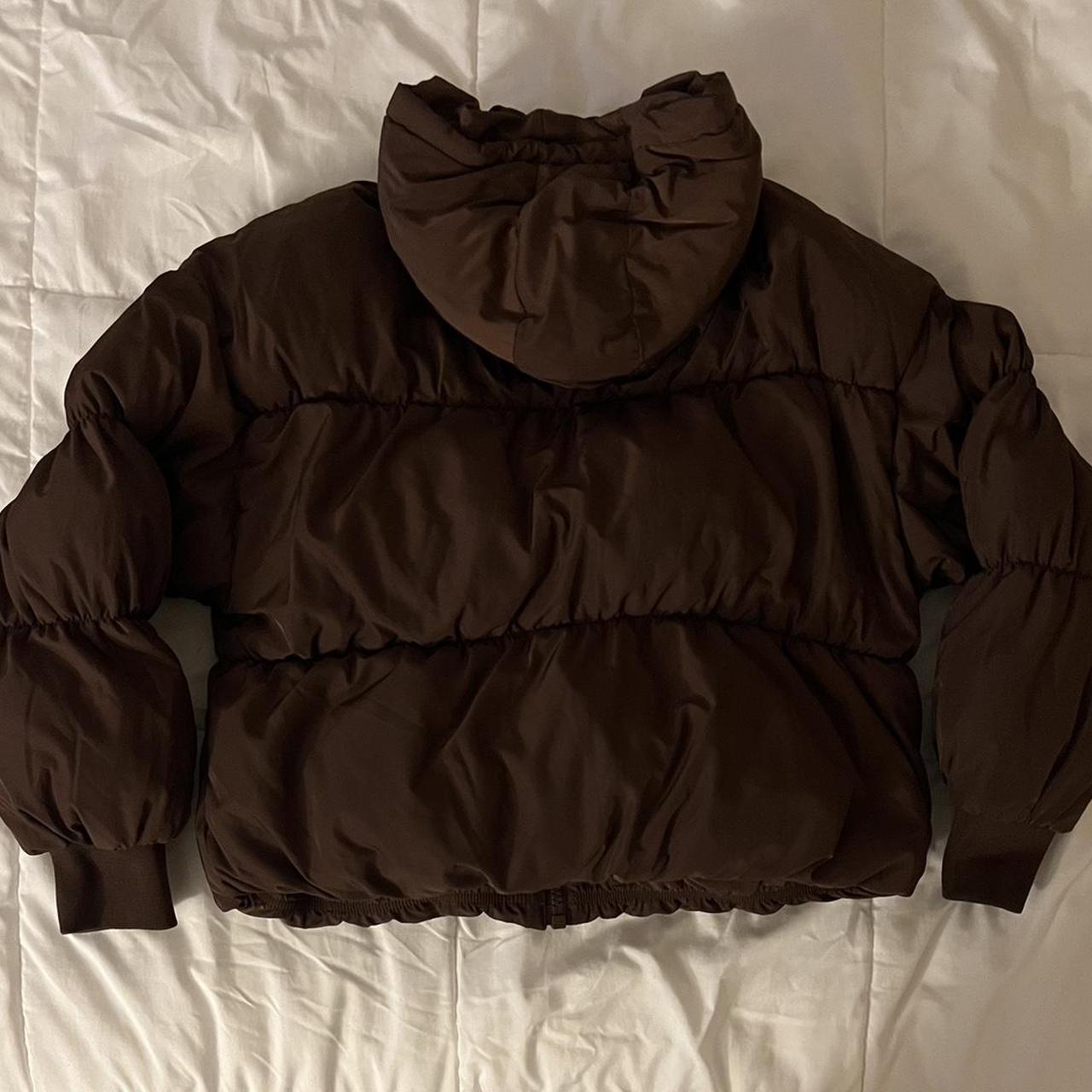 vintage brown puffer jackets cropped boxy fit super... - Depop