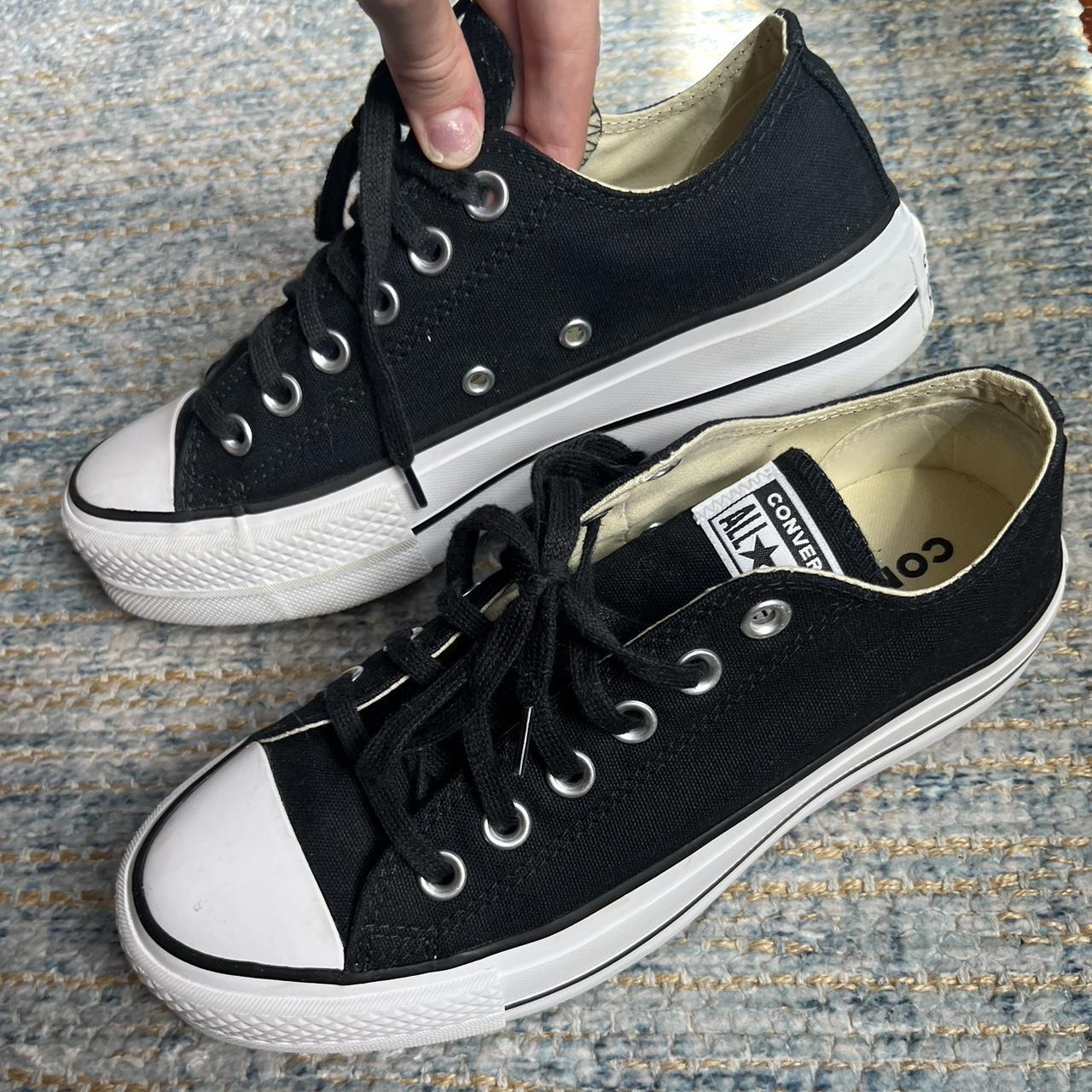 black platform low top converse all star sneakers!!... - Depop