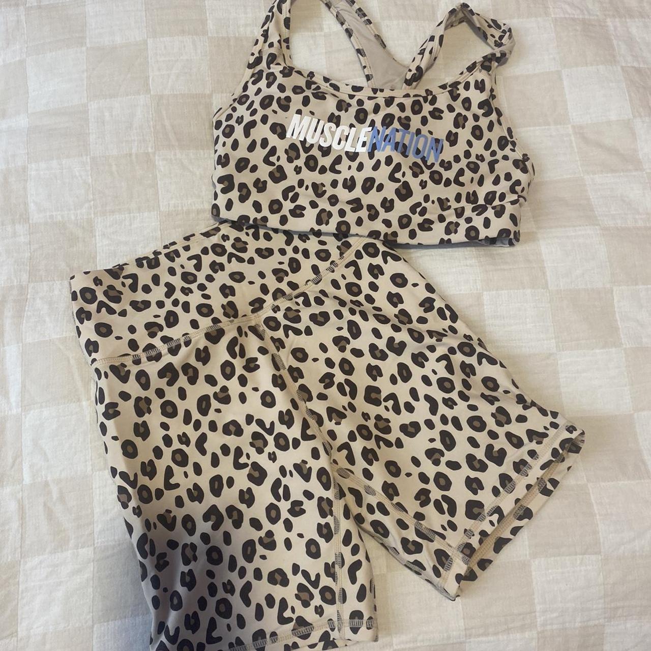 Muscle nation cheetah set XS short non scrunch S... - Depop