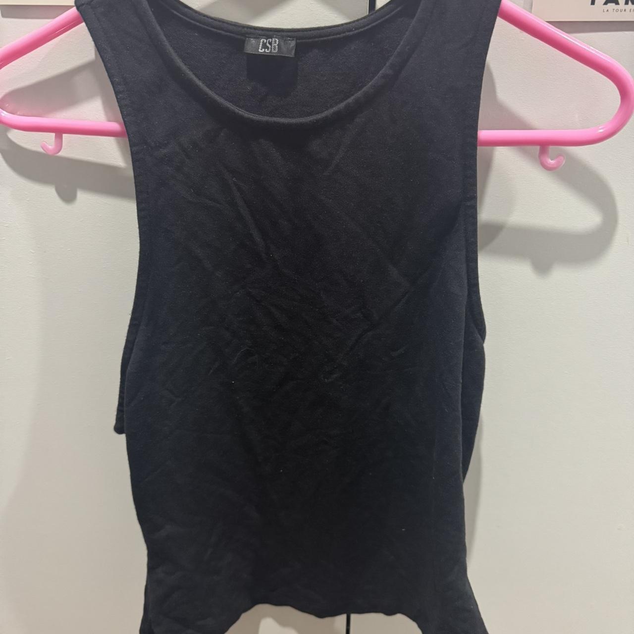Crop shop boutique csb black top activewear and... | Depop