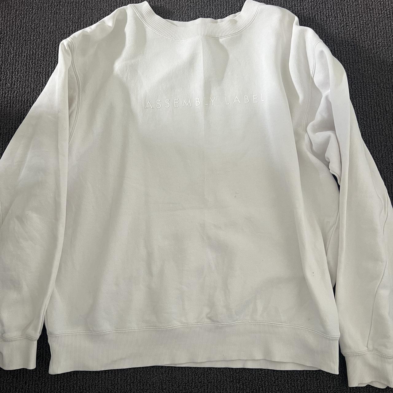 Assembly label logo fleece sweatshirt in white one... - Depop