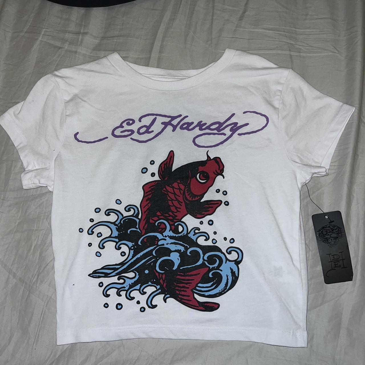 Ed hardy fish crop top brand new with tag! - Depop
