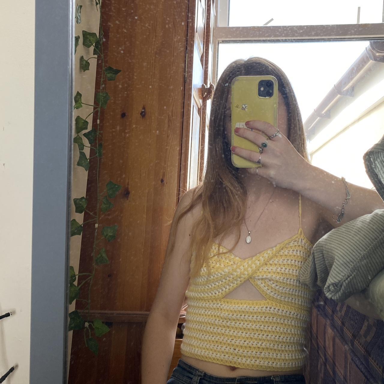 Handmade crochet yellow summer top