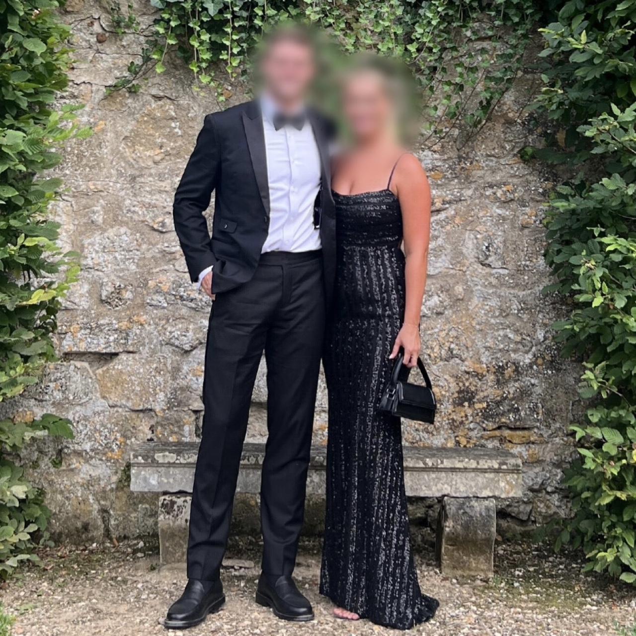 Stunning black sequin formal dress- only worn once - Depop