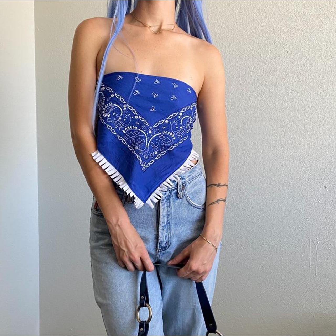 TRBL 1OF1 😝 BANDANA TOP never worn so upcycled it... - Depop