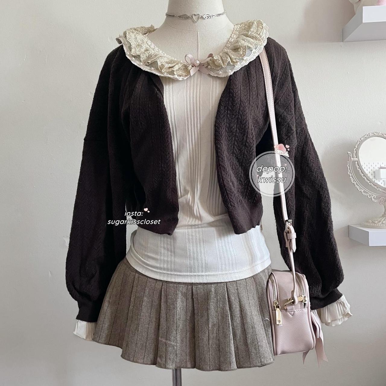 Axes Femme muted cream retro collared top Japanese... | Depop